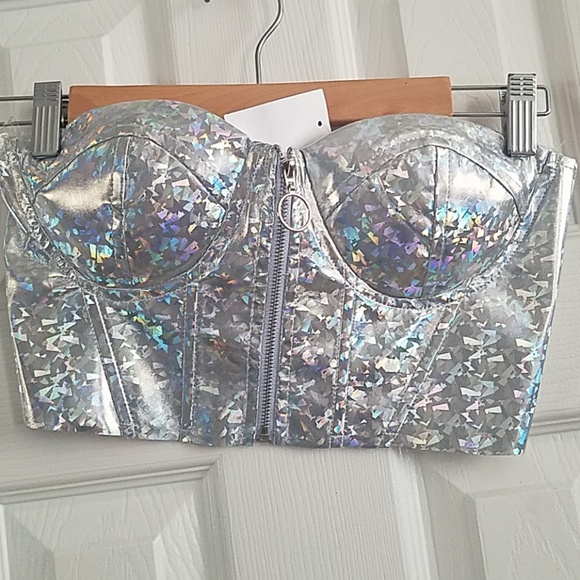 Tops | Holographic Corset Bodyform | Poshmark